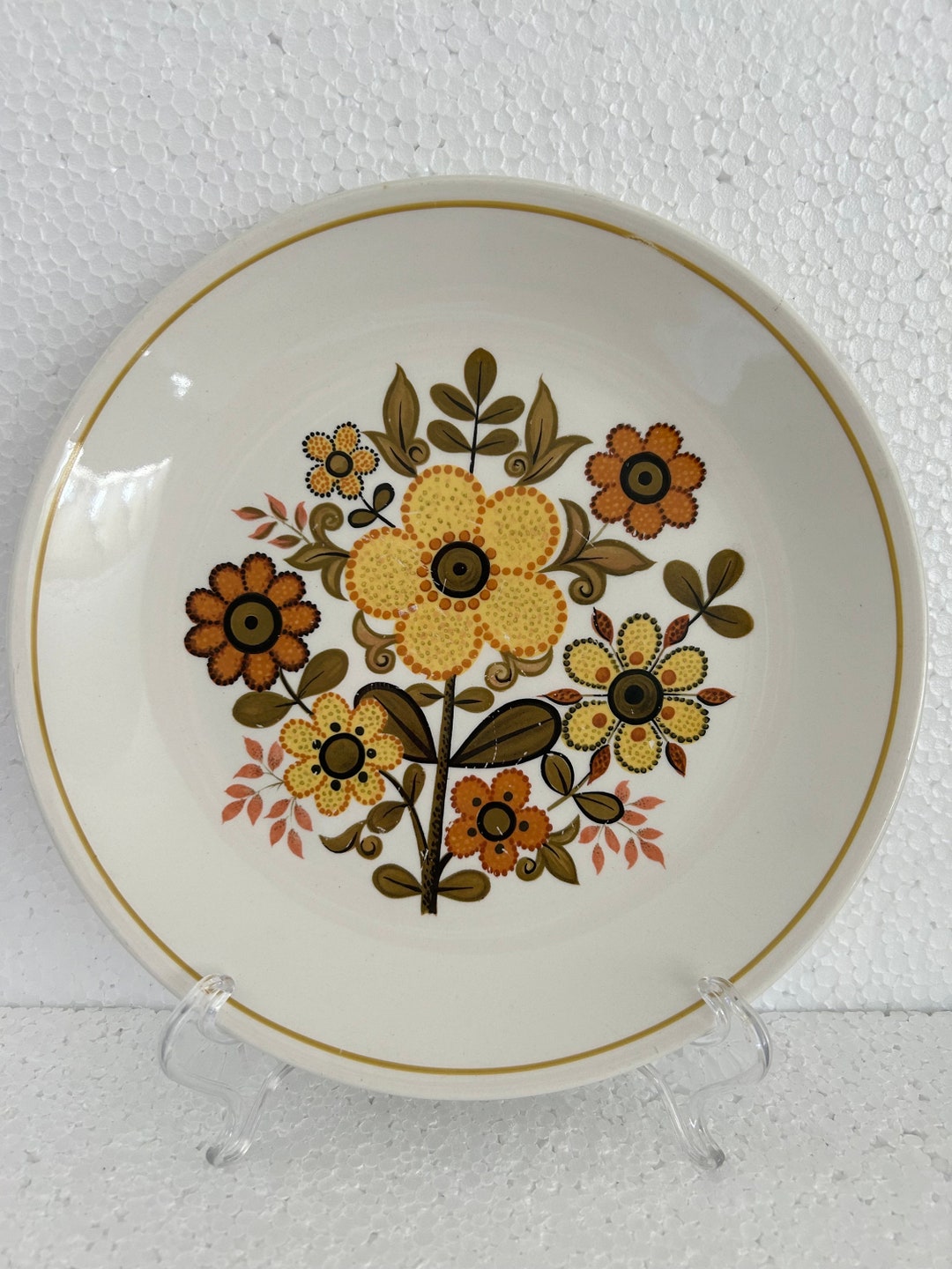 Vintage Set 5 Fab Ridgeway Ironstone Harvest Gold Dinner Plates Iconic ...