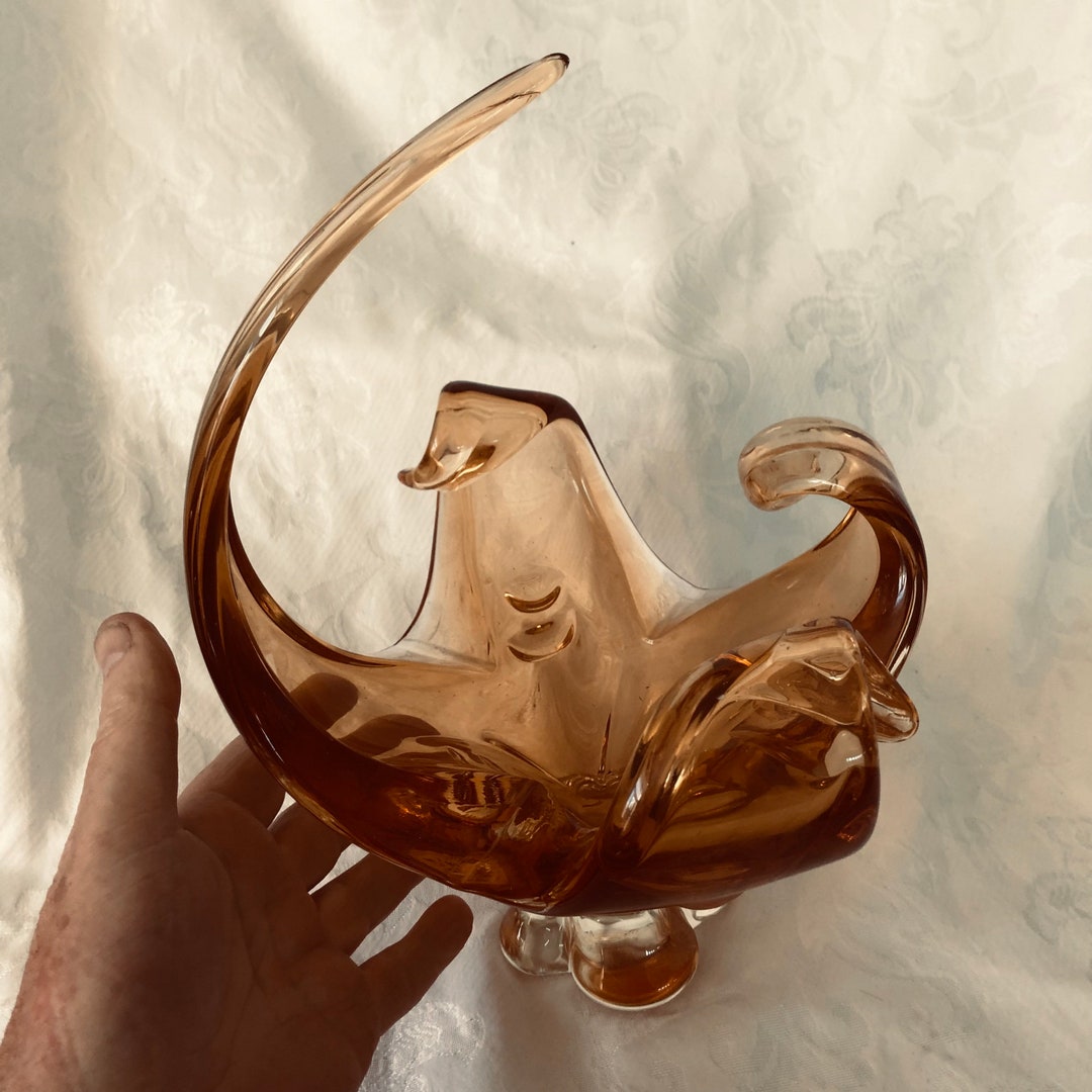 Vintage Amber Canadian Art Glass in the Chalet Glass Style. Preowned, C ...