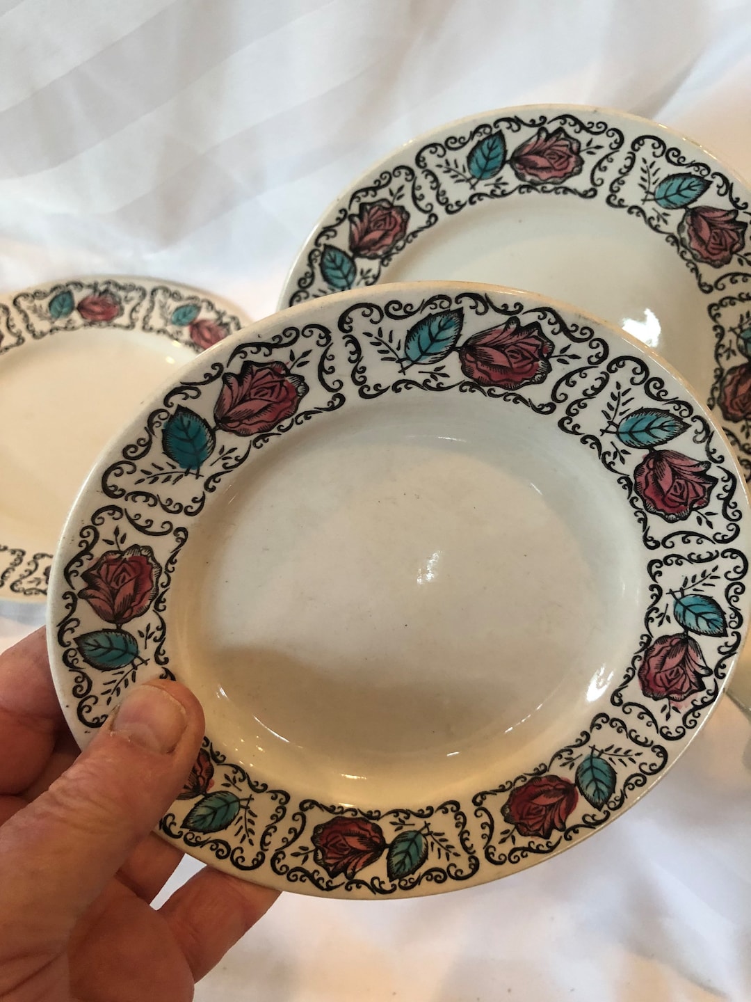 Rose Glen Design Side Plate by Kathie Winkle for Broadhurst Pottery ...