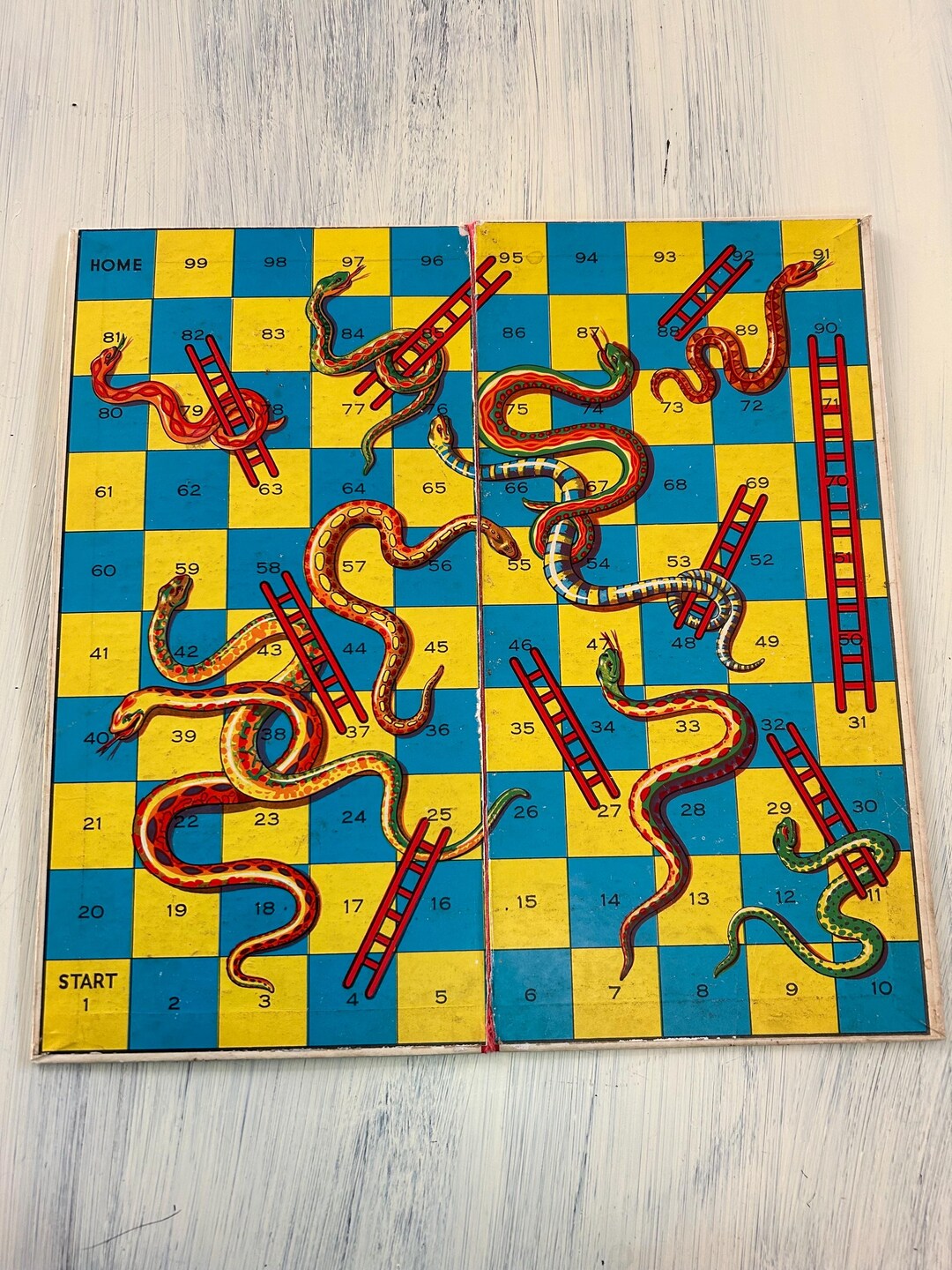 Vintage C 1960s Double Sided Board Game Table for Snakes & Ladders or ...