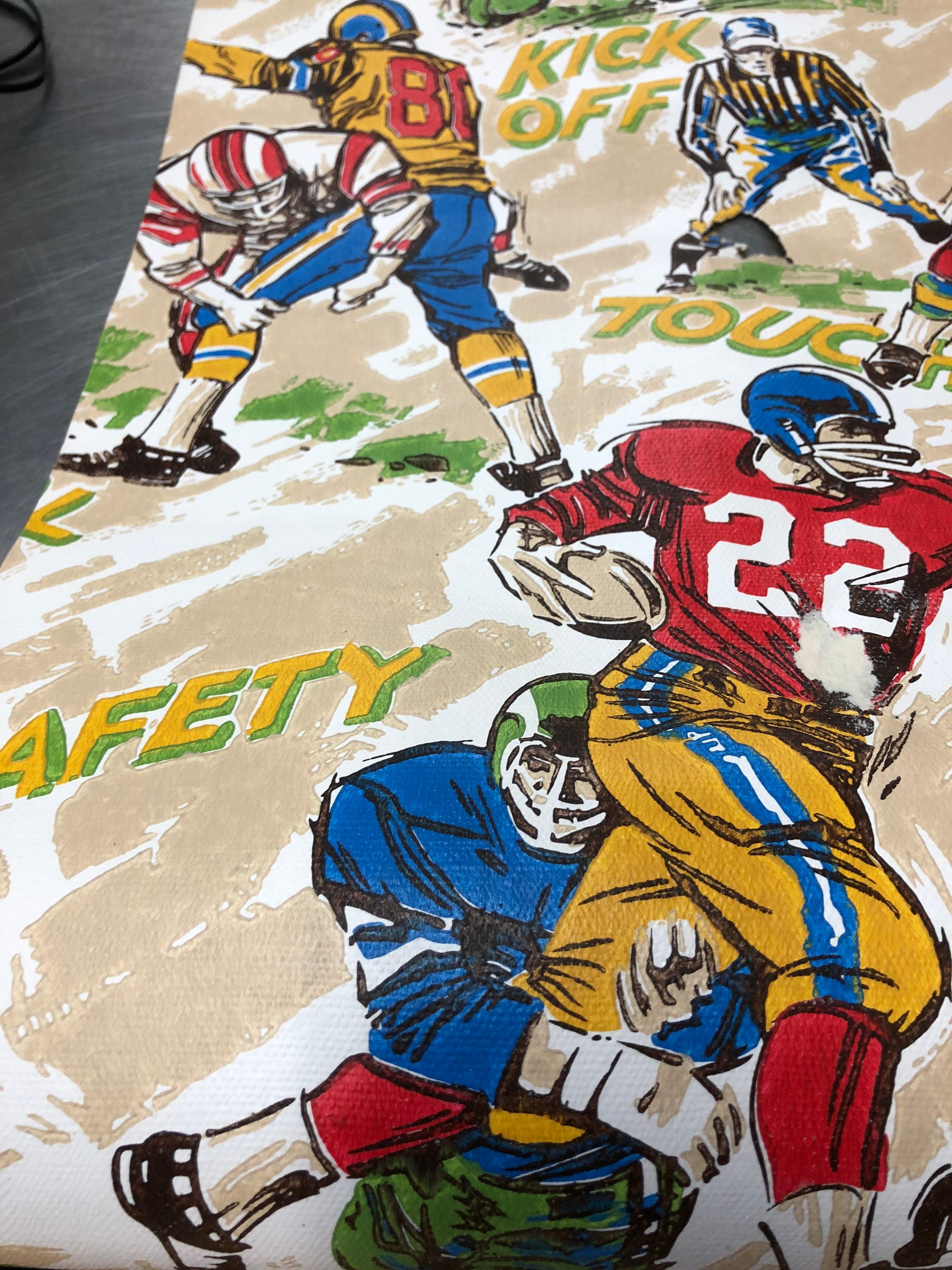 Vintage Wallpaper Depicting Football Scenes C1970s a Full Roll - Etsy