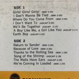 A Vintage C 1962 Original Soundtrack Canadian RCA Elvis Presley, Girls ...