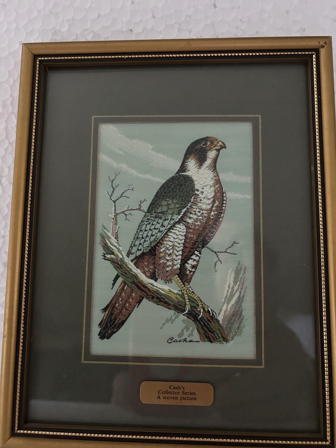 Vintage Cash Loom Artistry C 1970s a Woven Image in Silk of Peregrine ...