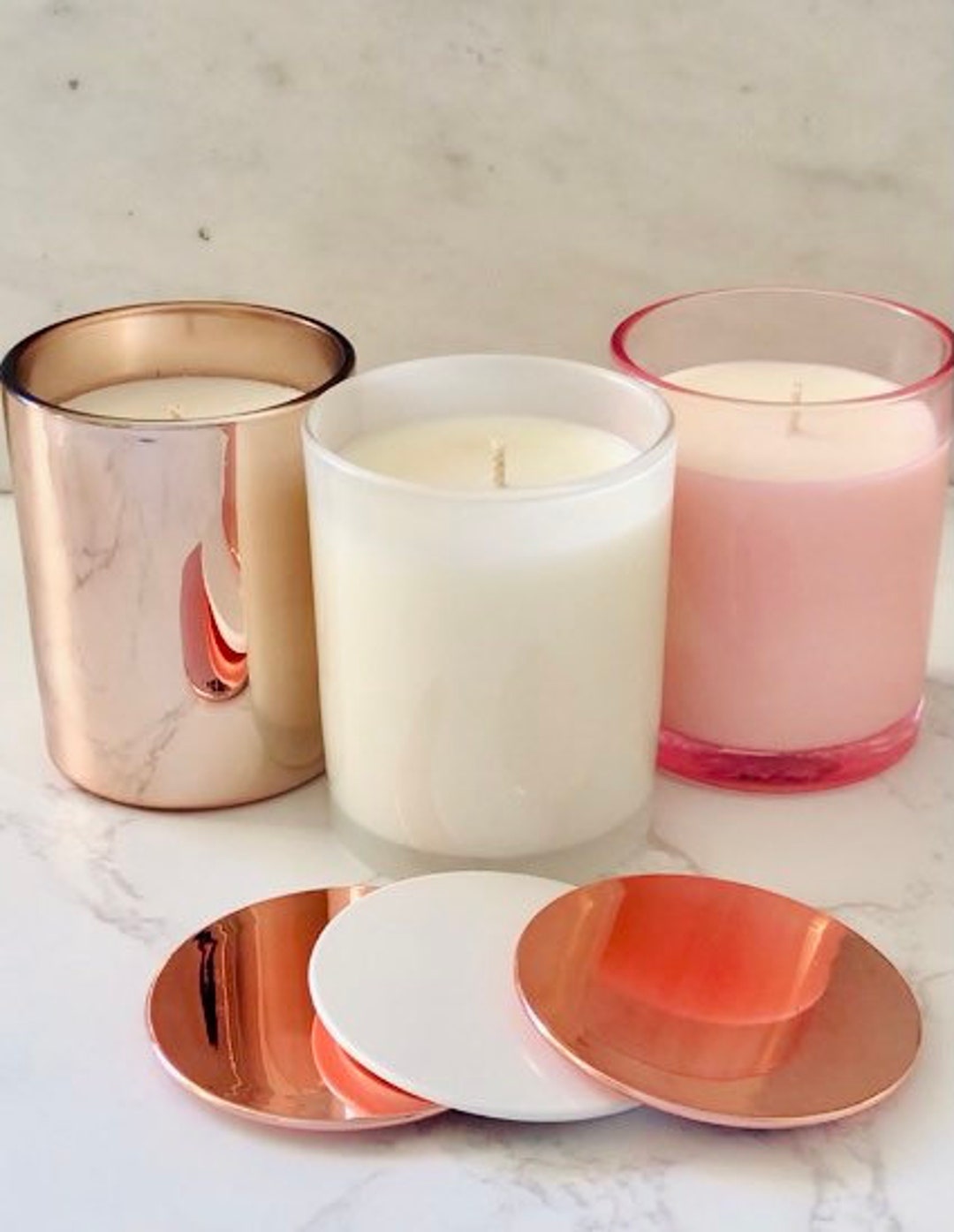 Amor - Luxury Soy Candle- Misty Rose, Rose Gold, & Frosted White - 7 ...