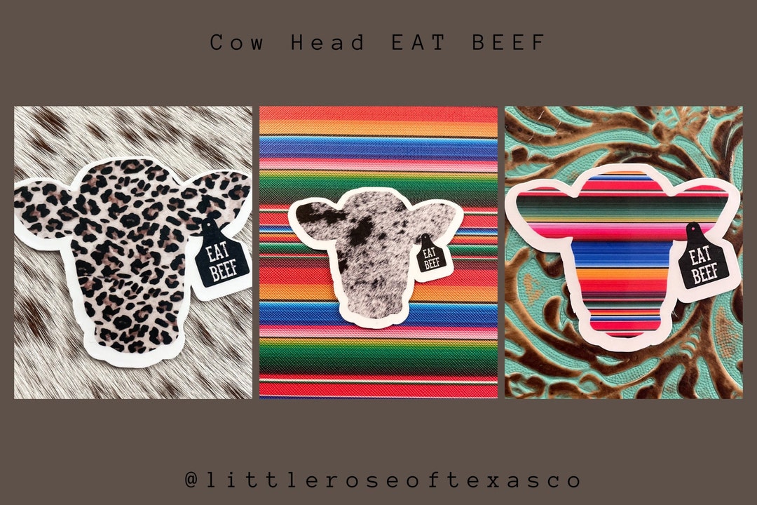 Cow Head EAT BEEF Stickers - Etsy