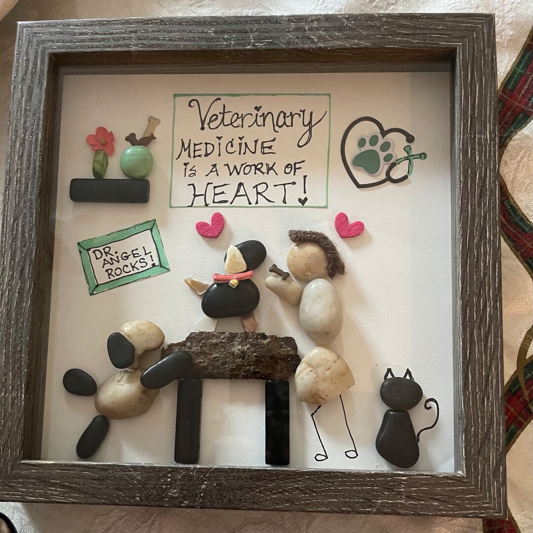 Veterinarian Gift: Pebble Art Dog & Cat Shadowbox Frame - Etsy