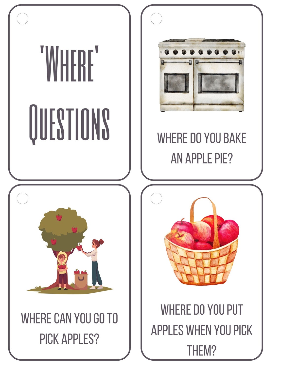 Instant Download Language Flashcards Fall Apple Picking - Etsy