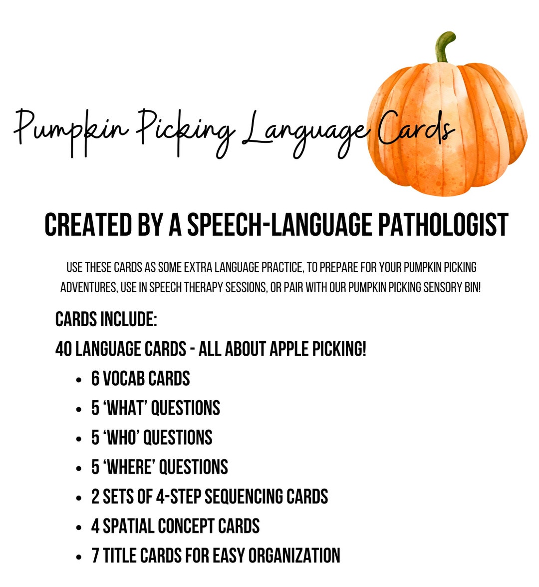 Instant Download Language Flashcards, Fall Pumpkin Picking, 'wh ...