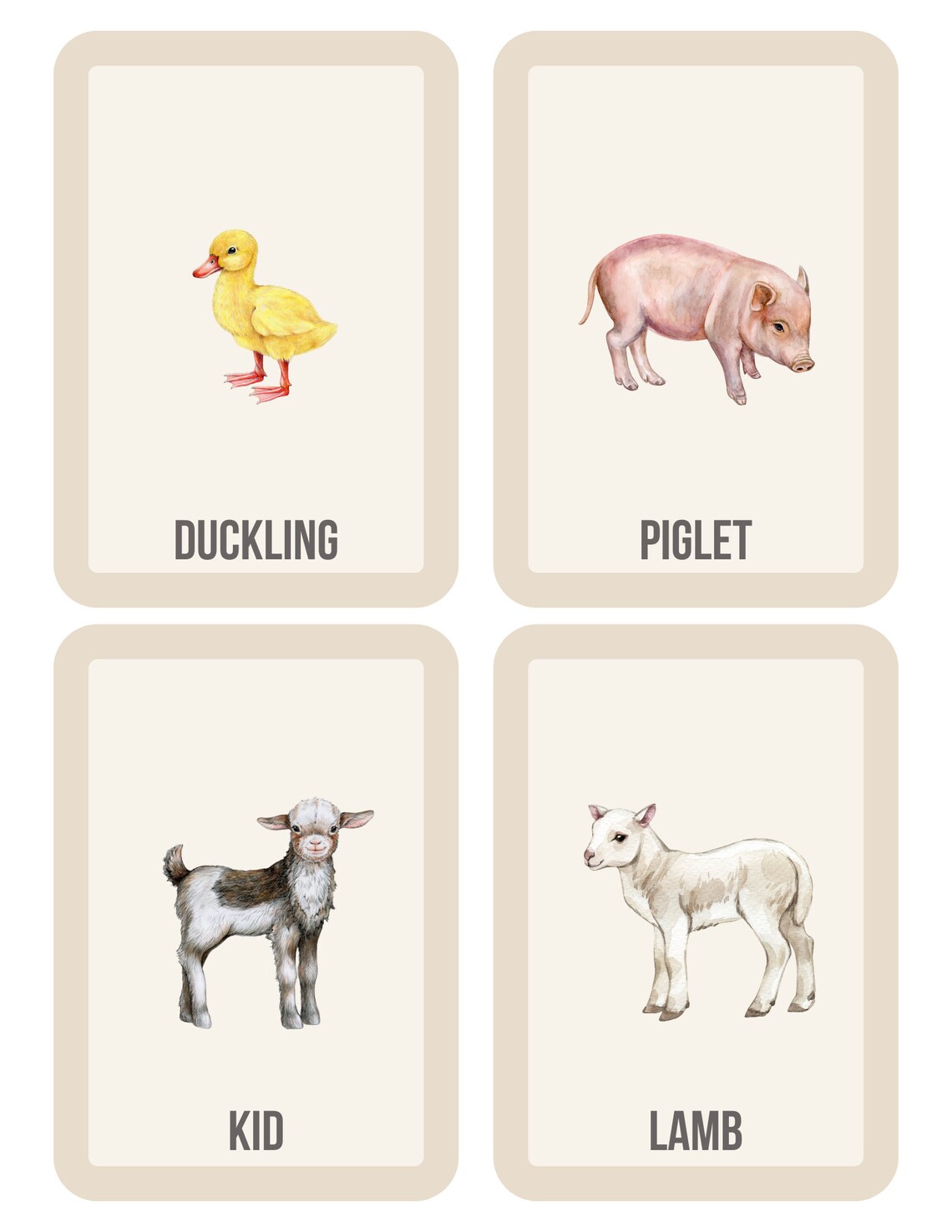 Farm Animal Matching Game, Instant Download, Farm, Baby Animals, Word ...
