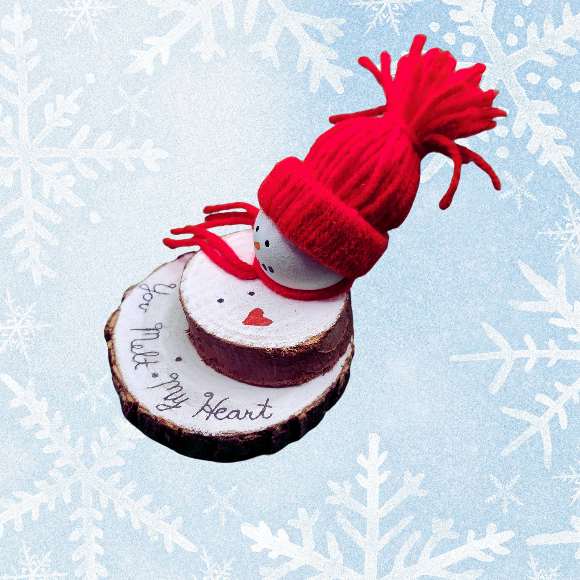 Melting Wood Slice Snowman - Etsy