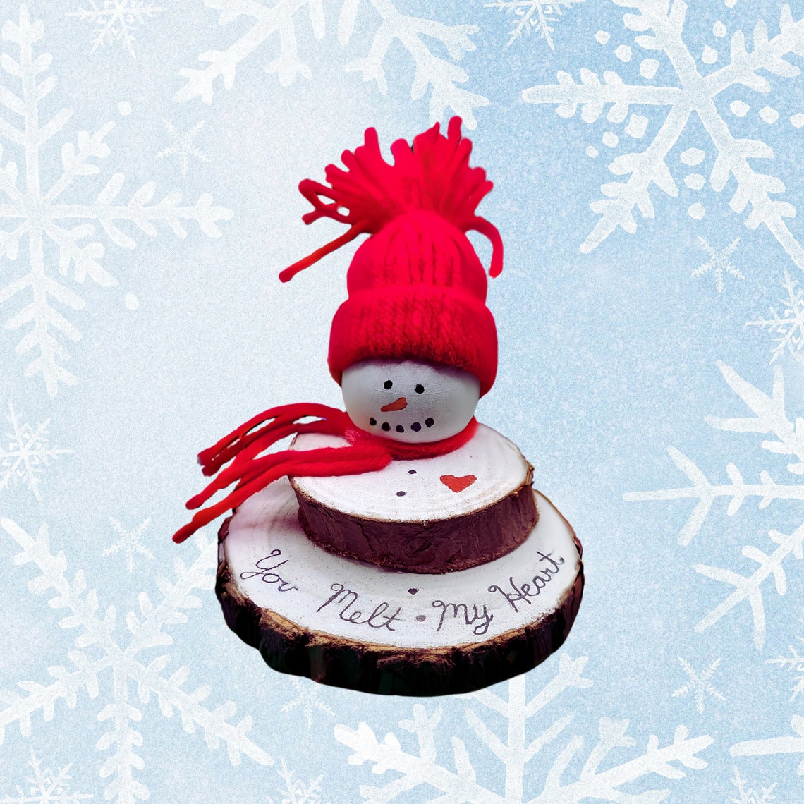Melting Wood Slice Snowman - Etsy