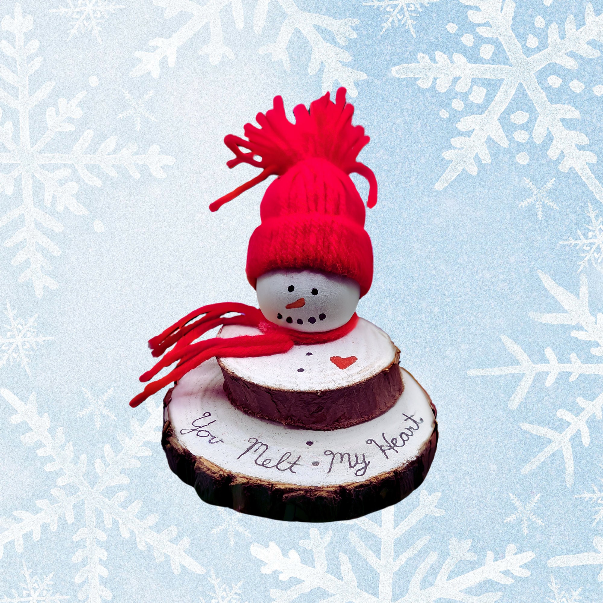 Melting Wood Slice Snowman - Etsy