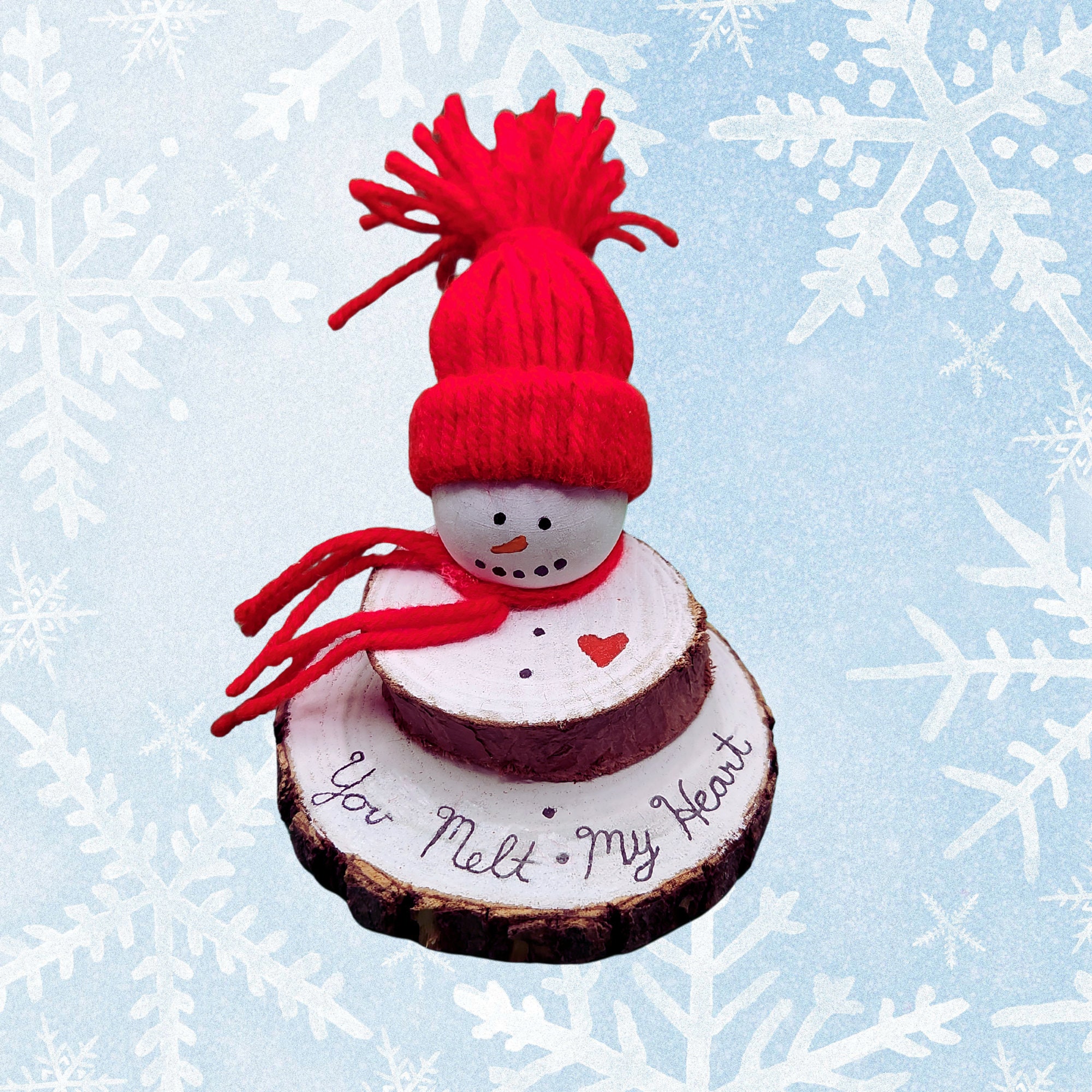 Melting Wood Slice Snowman - Etsy