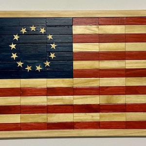 Wooden American Flag, Jenga Block American Flag, Wood Flag, Wooden Flag ...
