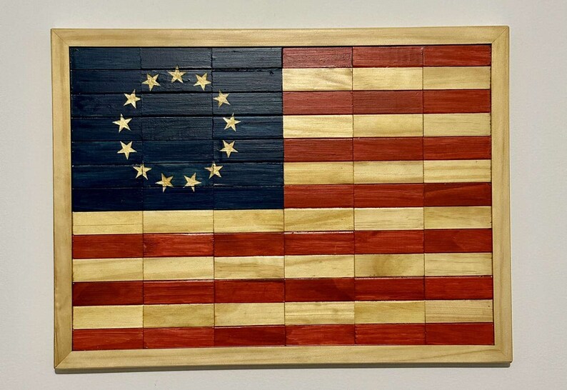 Wooden American Flag, Jenga Block American Flag, Wood Flag, Wooden Flag ...