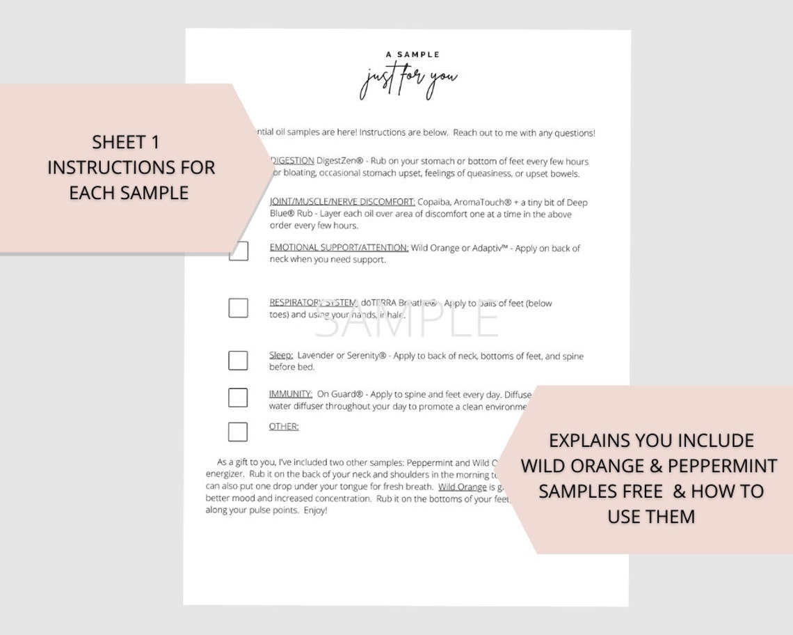 Essential Oil Sample Printable Essential Oil Sampling Card - Etsy