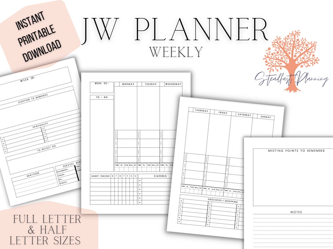 JW Planner - Weekly Planner - Best Life Ever Planner - DIGITAL DOWNLOAD ...