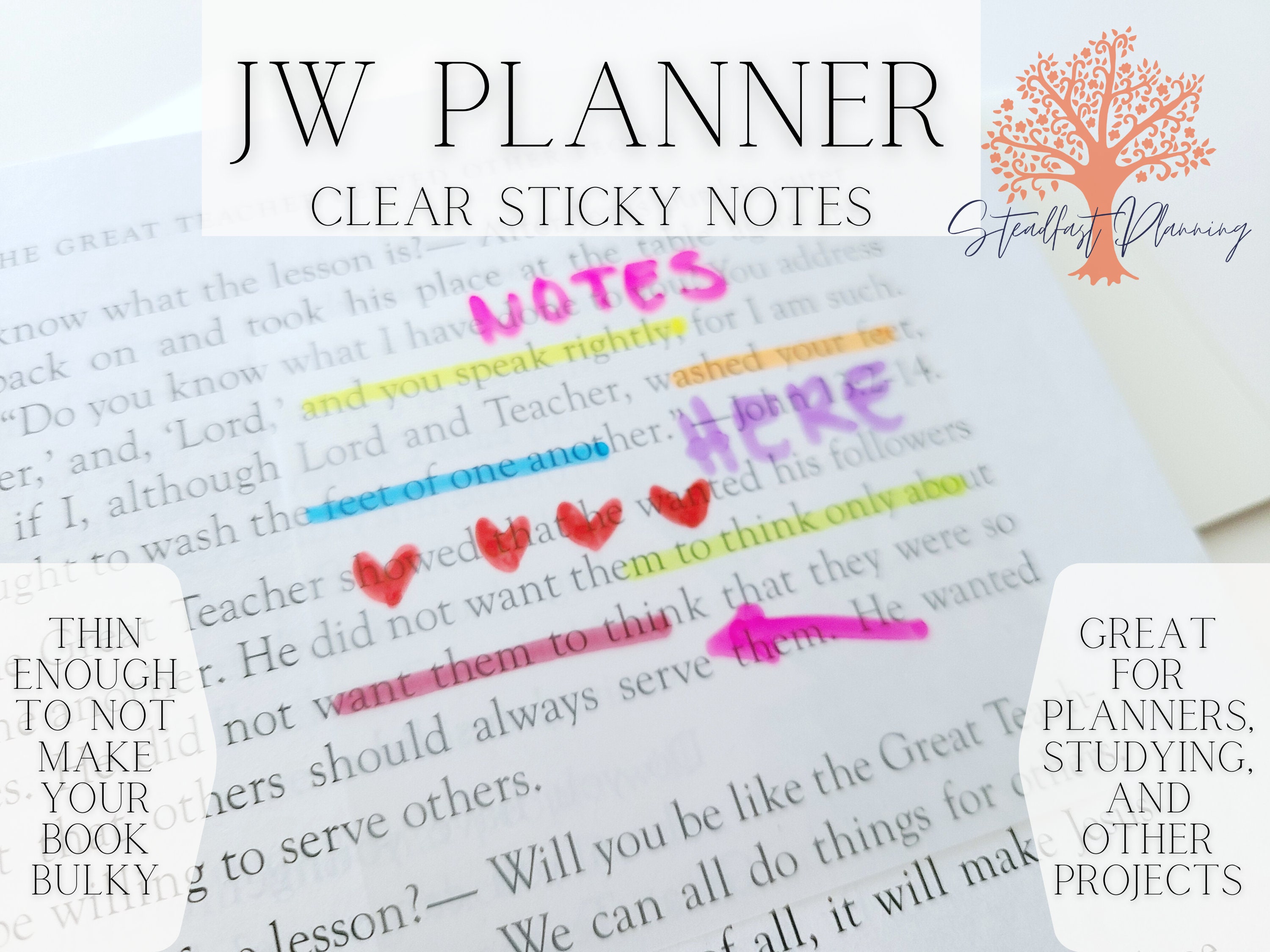 JW Planner Clear Sticky Notes Transparent Study Sticky - Etsy