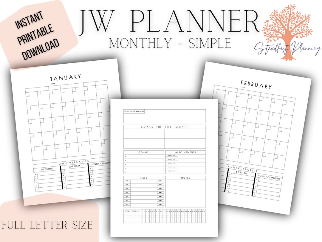 JW Planner Monthly Planner Best Life Ever Planner DIGITAL DOWNLOAD - Etsy