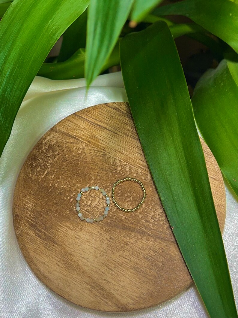 Dainty 14k Gold Filled Amazonite Ring: Stretchy Stackable Bead Ring - Etsy
