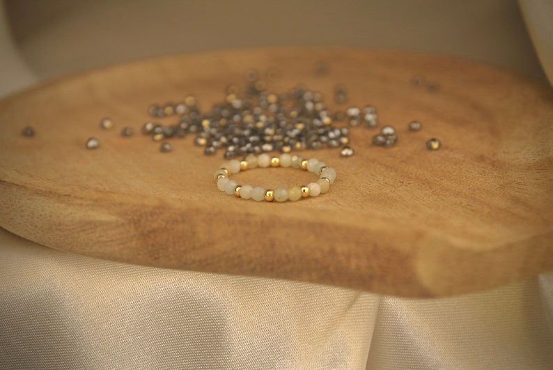 Dainty 14k Gold Filled Amazonite Ring: Stretchy Stackable Bead Ring - Etsy