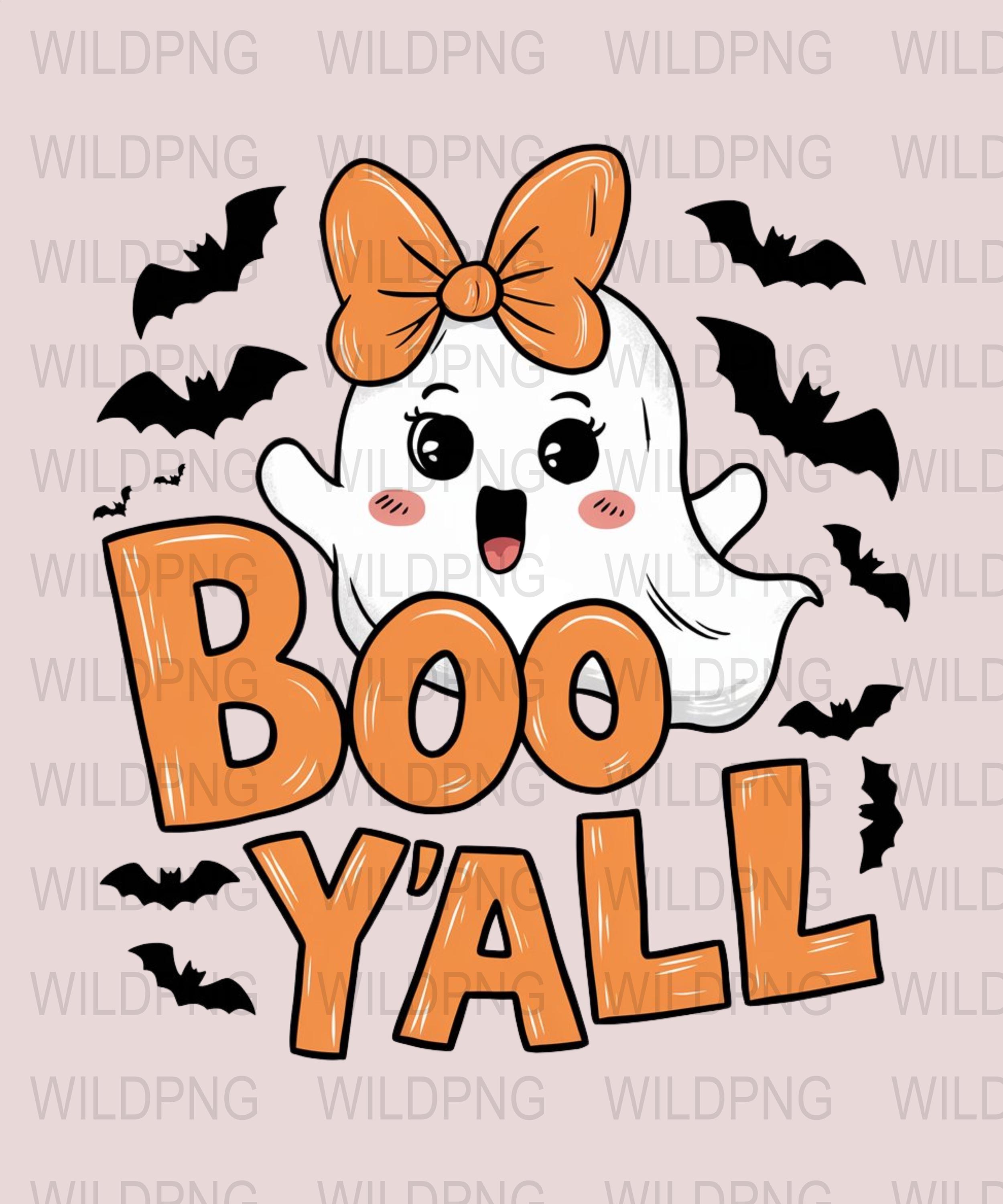 Boo Y'all Cute Ghost Digital Download, Halloween Ghost With Bow, Funny ...