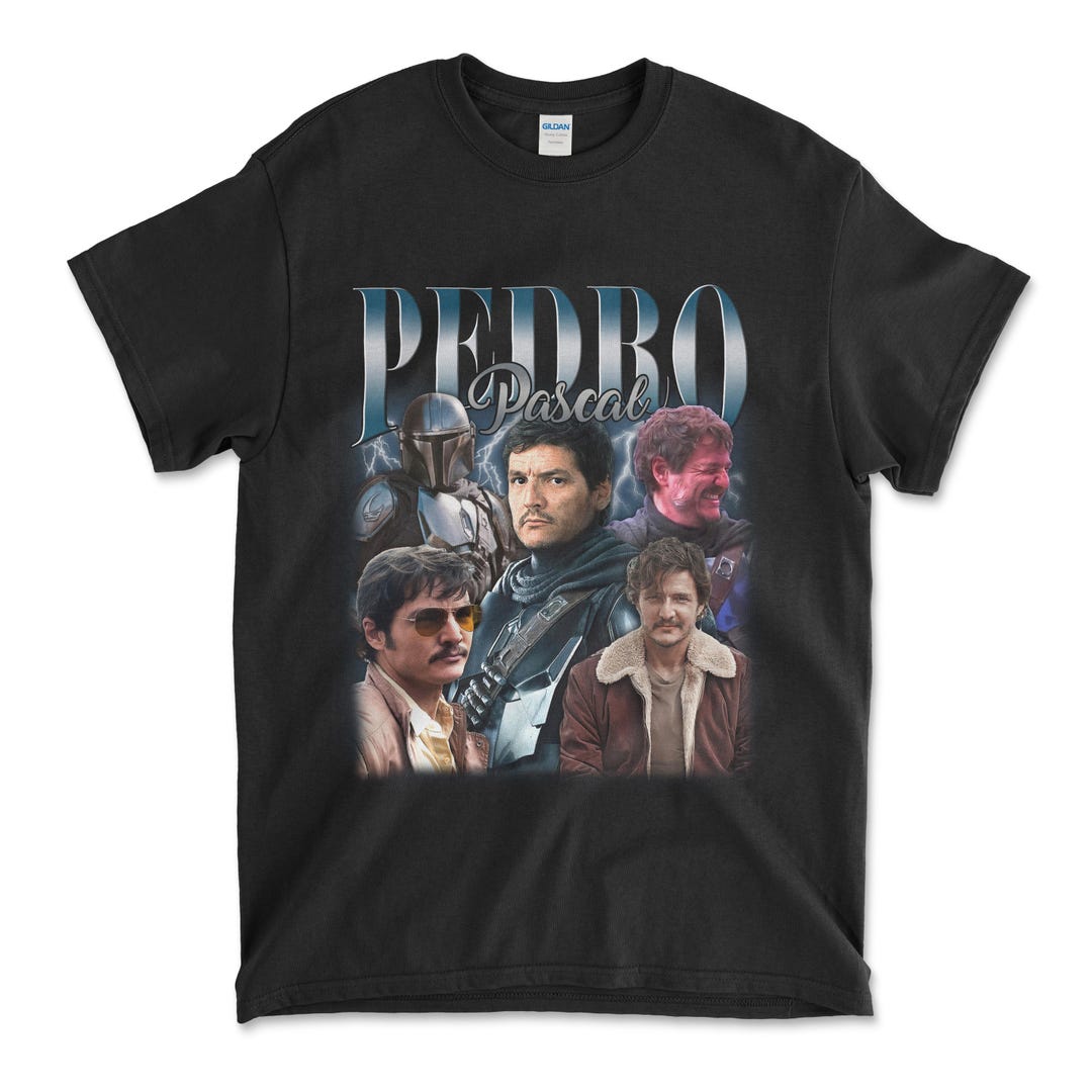 Pedro Pascal Collage T-shirt, Pop Culture Graphic Tee, Iconic Actor ...