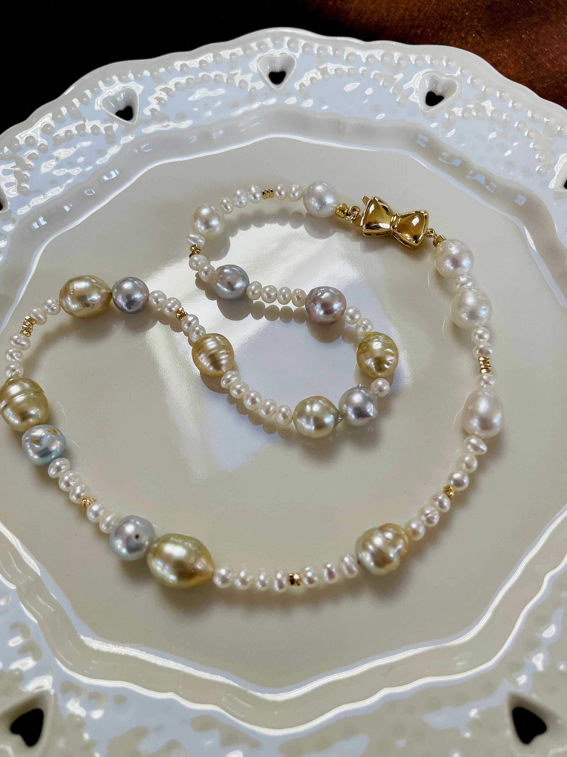 Morandi Color Sugar Candy Full Strand Tahitian Fresh Water Pearlsilver ...