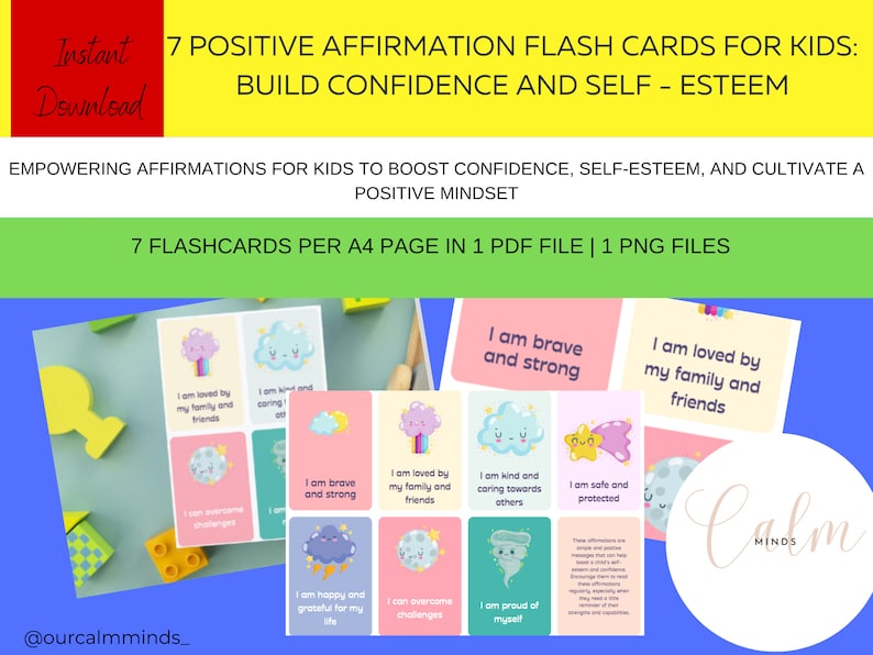 Affirmation Cards for Kids, Calm Down Kit, Positivity Cards, Coping ...