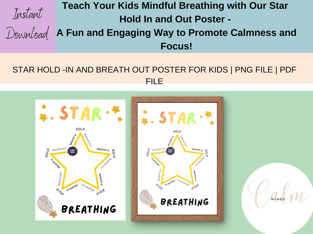 Star Breathing Poster, Mindfulness Breathing, Calm Down Corner, Mental ...