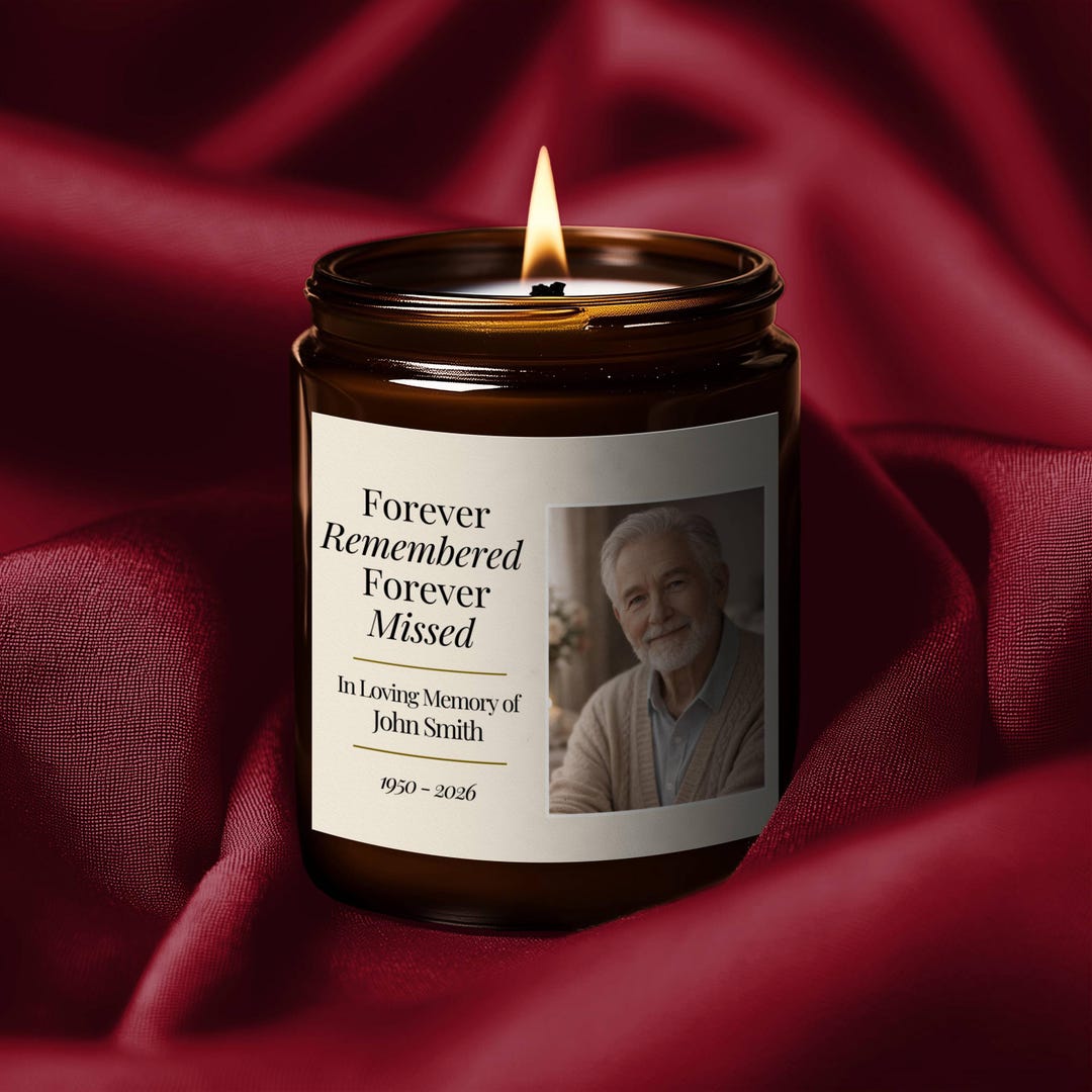 Personalized Memorial Candle With Photo Custom in Loving Memory Candle ...
