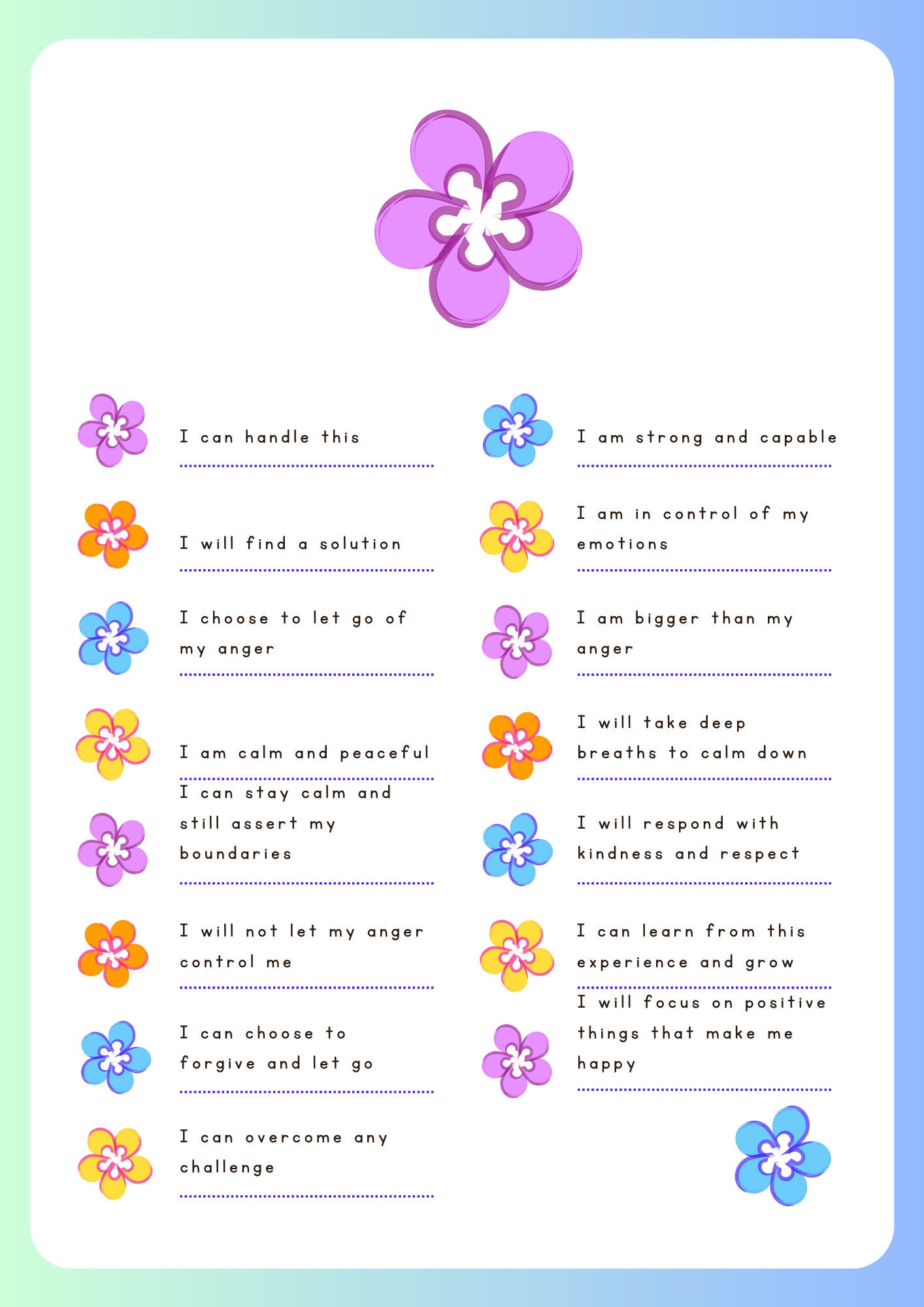 Anger Management Flash Cards for Kids: Self-regulation Toolkit (PDF ...