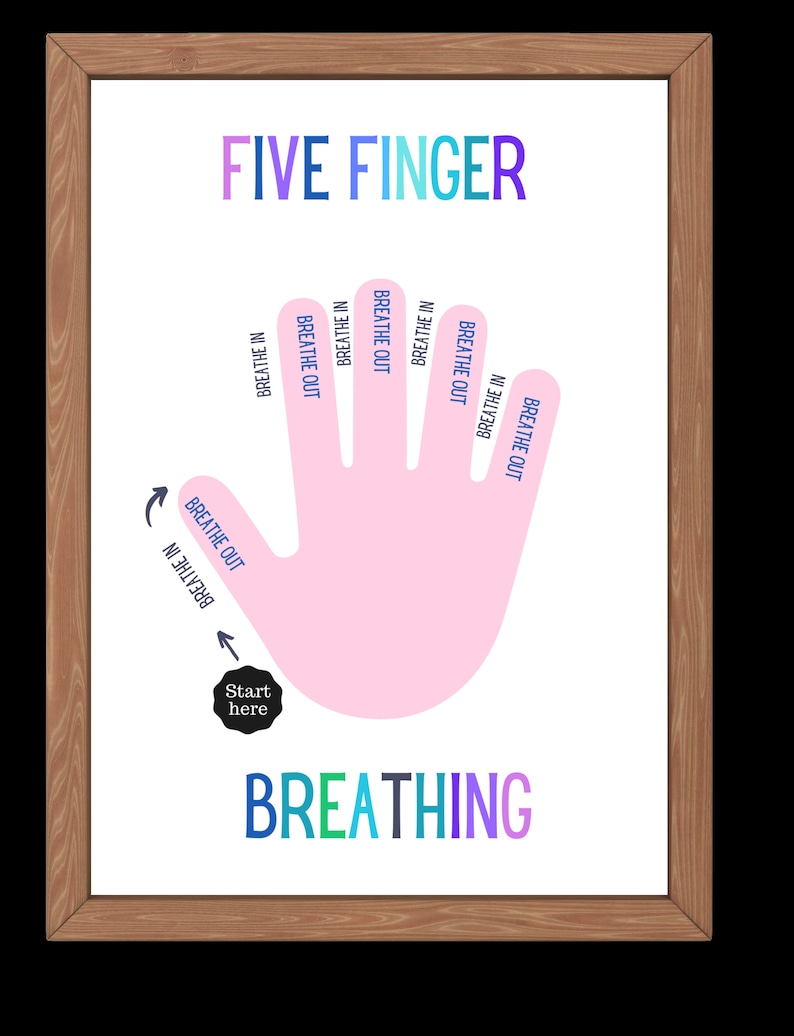 5 Finger Breathing, Mindfulness Breathing for Kids, Breathing Card ...
