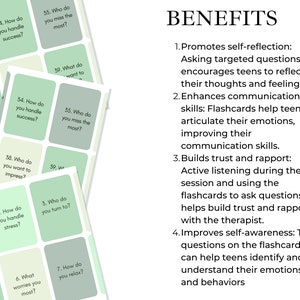 Therapy Questions Cards for Teens, Conversation Starters, Mental Health ...