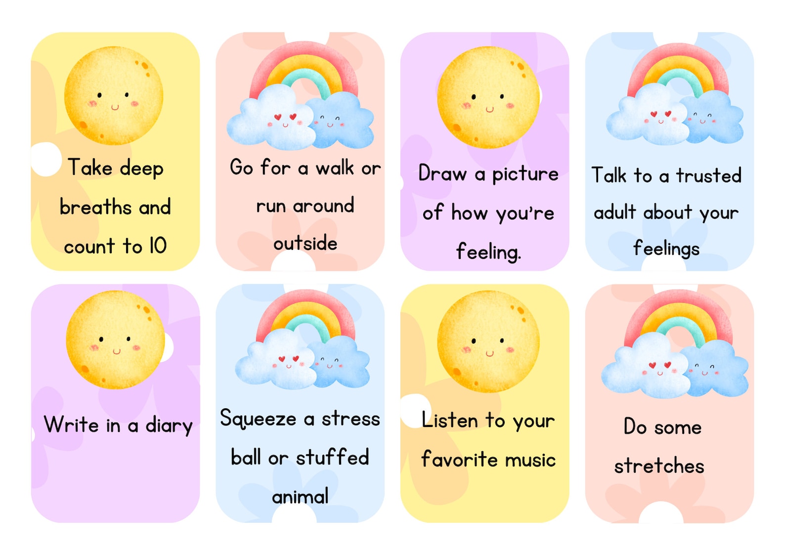Calm Down Strategies Cards for Kids, Self-regulation, Positive Self ...