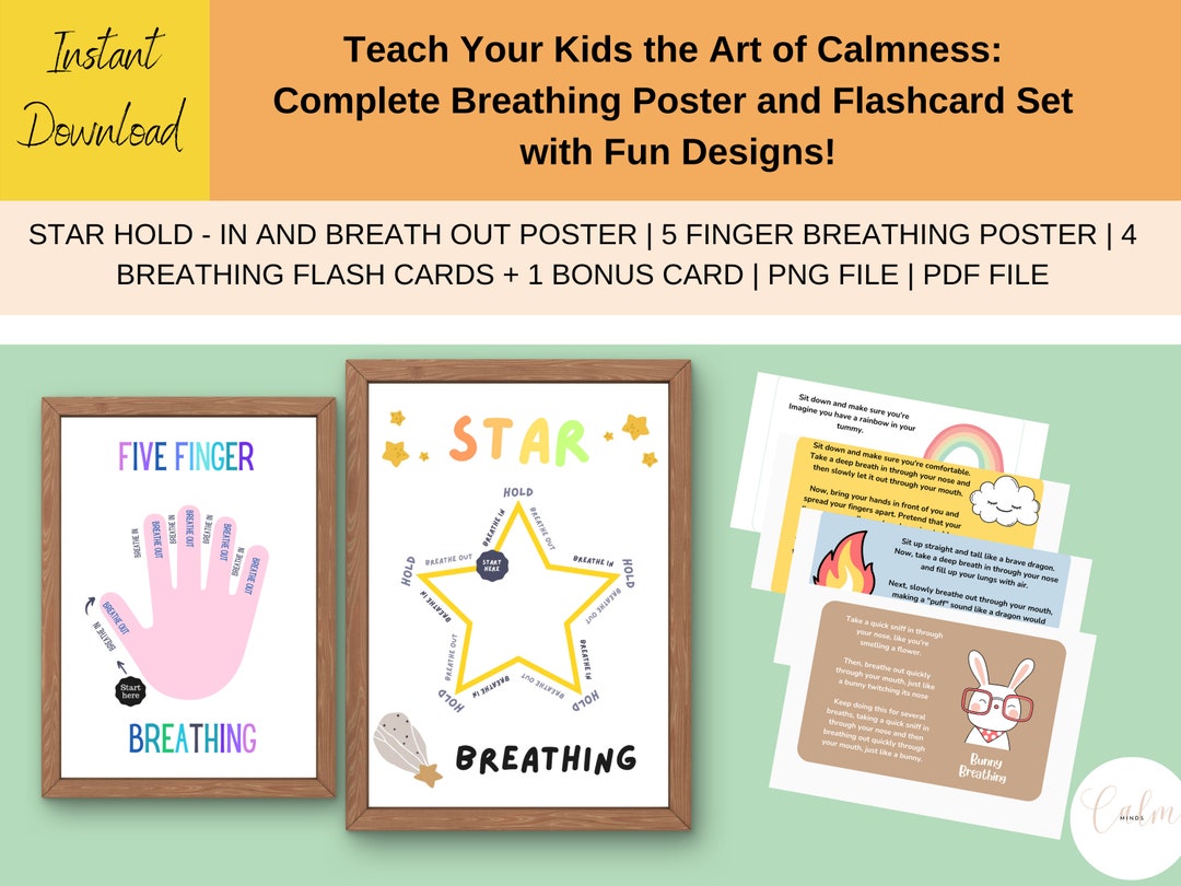 Mindfulness Breathing Activities for Kids, Breathing Cards, Calming ...