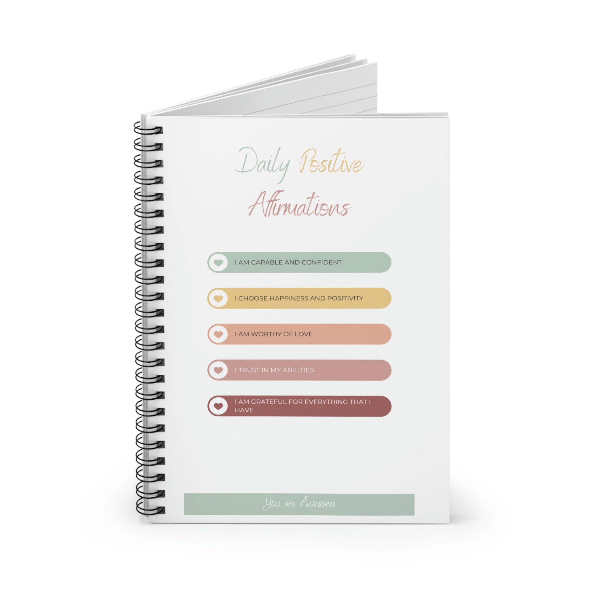 Daily Gratitude Journal: Positive Affirmation A5 Spiral Notebook - Etsy