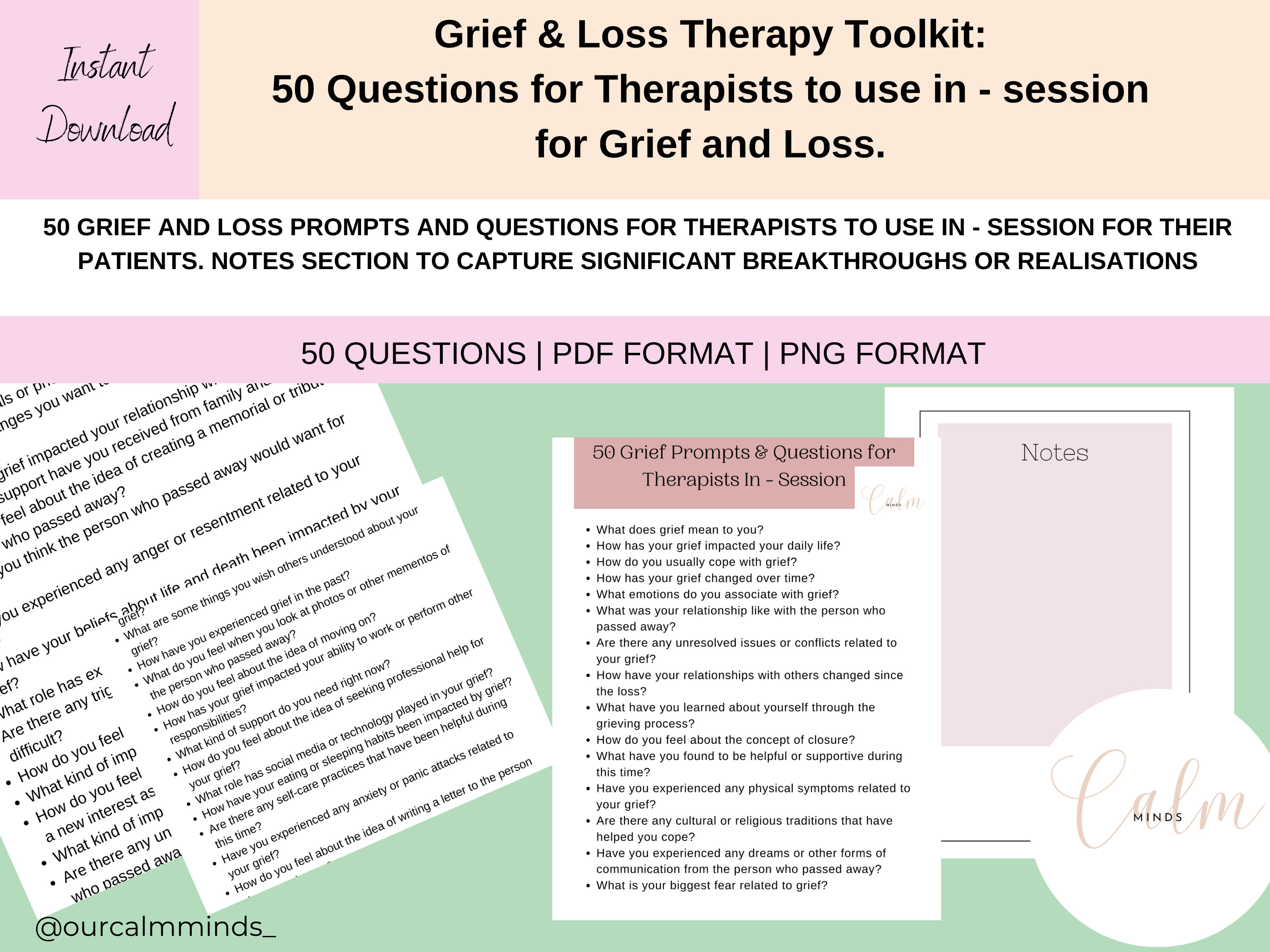 Grief and Loss Questions and Prompts for Therapists in Session, Therapy ...
