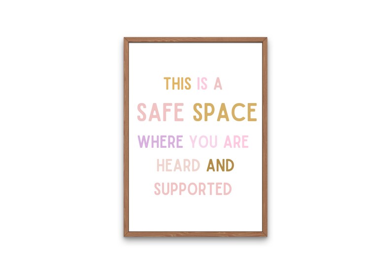 Safe Space Mental Health Poster: Counselor Office Decor (digital ...