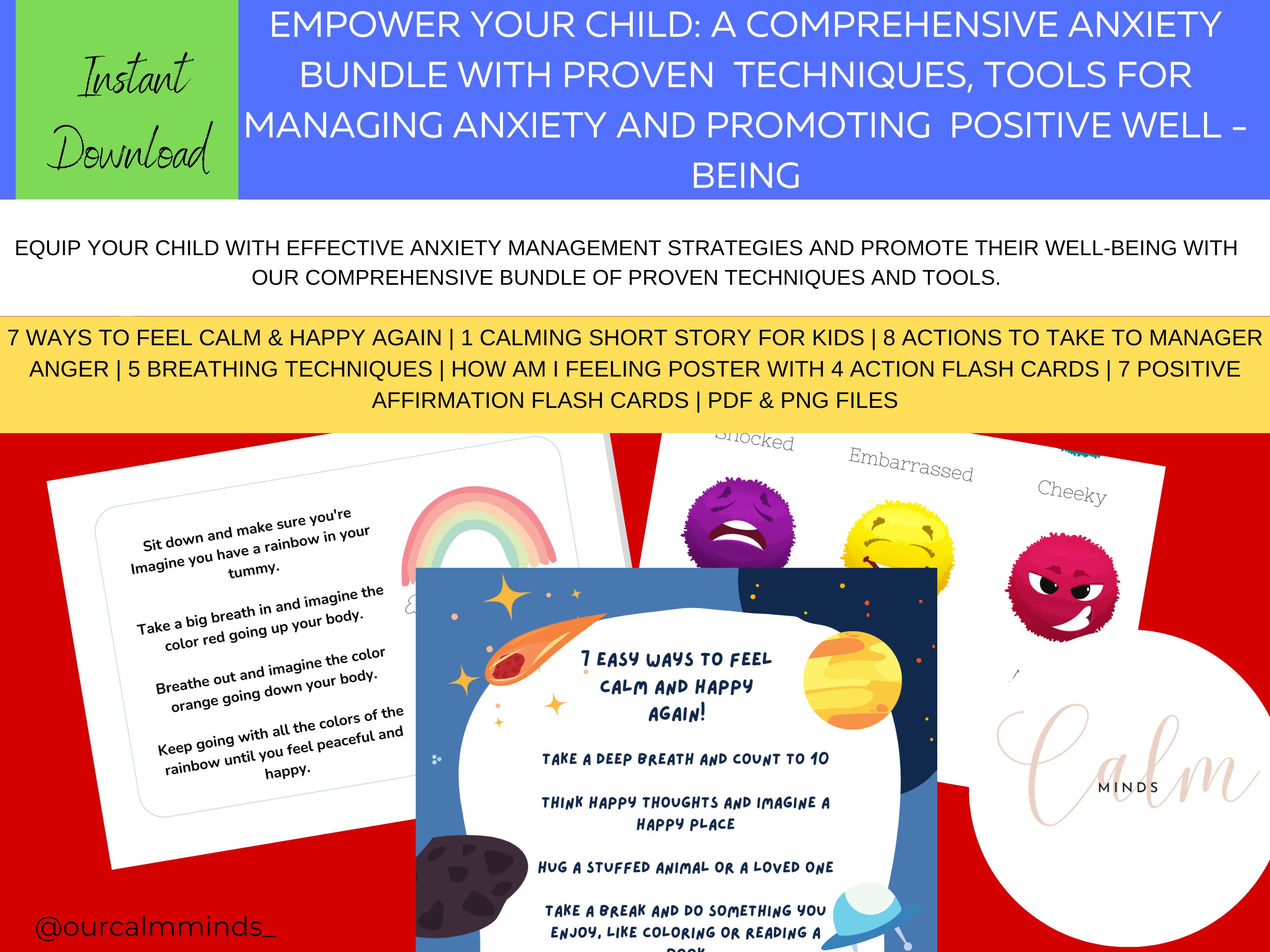 Kids MEGA Anxiety Toolbox , Kid Therapy Bundle, Kid Calm Down ...