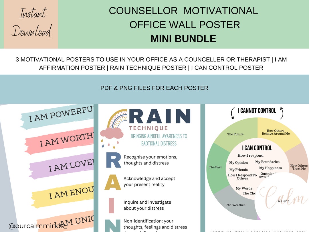 3 Therapist Office Decor School Counselor Posters Social Worker Therapy ...