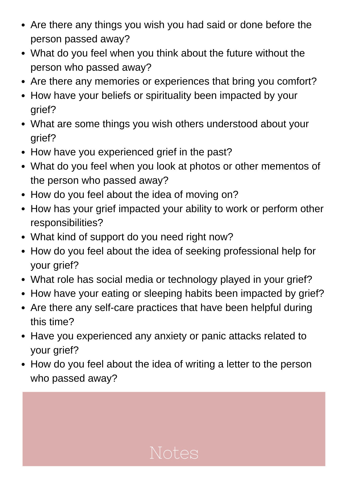 Grief and Loss Questions and Prompts for Therapists in Session, Therapy ...