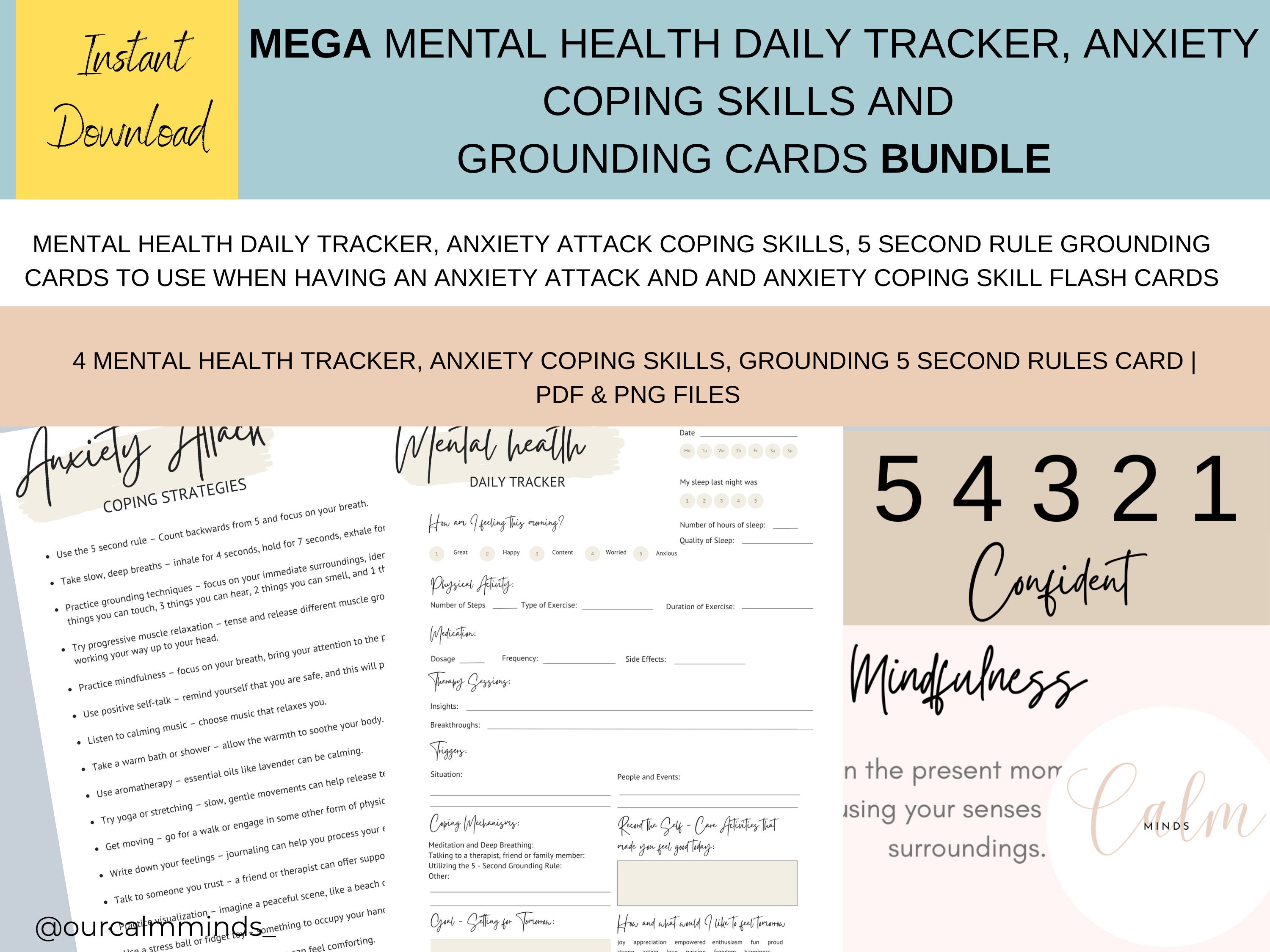 Anxiety Journal, Mental Health Tracker, Anxiety Coping Skills, Daily ...