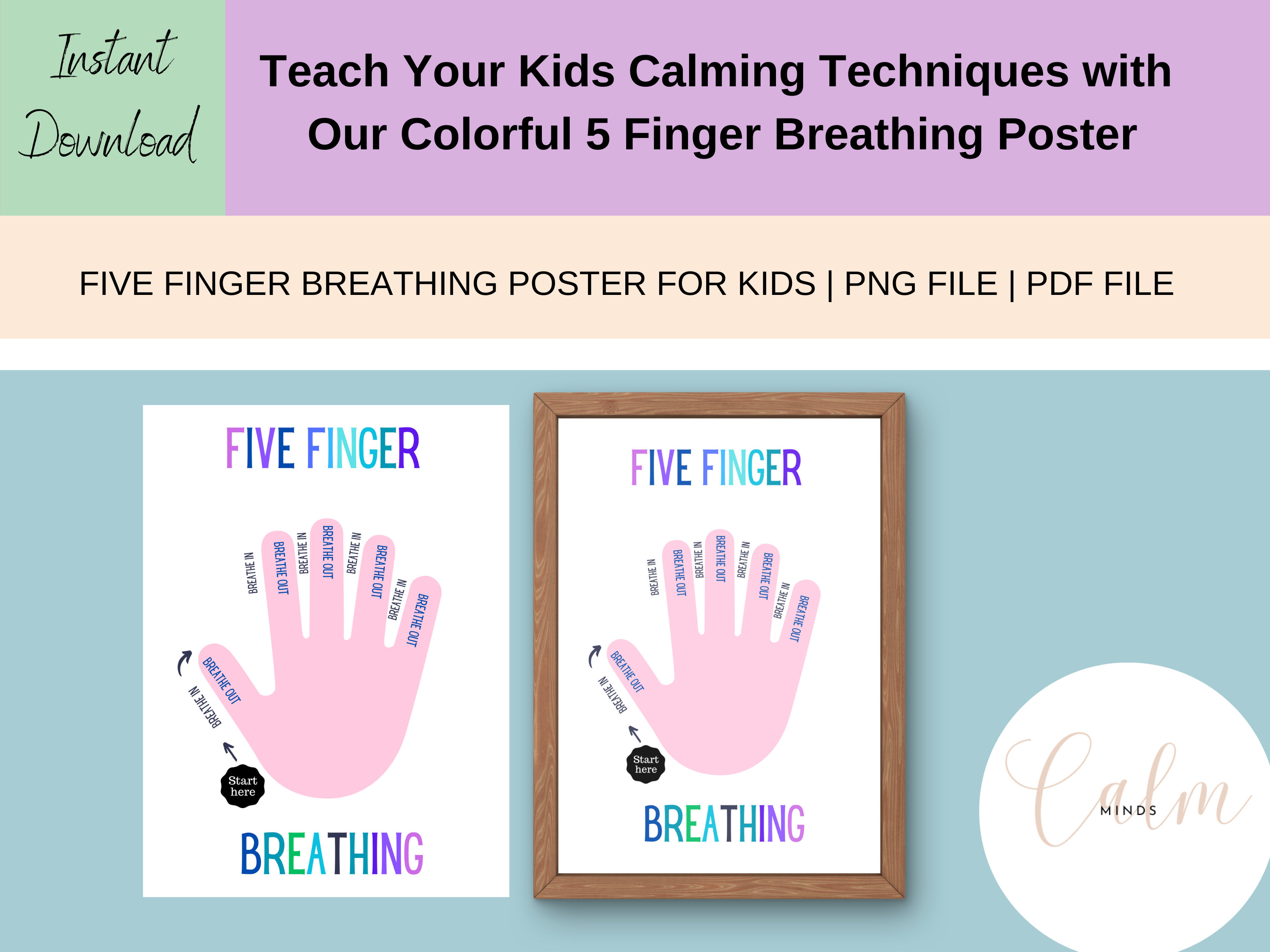 5 Finger Breathing, Mindfulness Breathing for Kids, Breathing Card ...