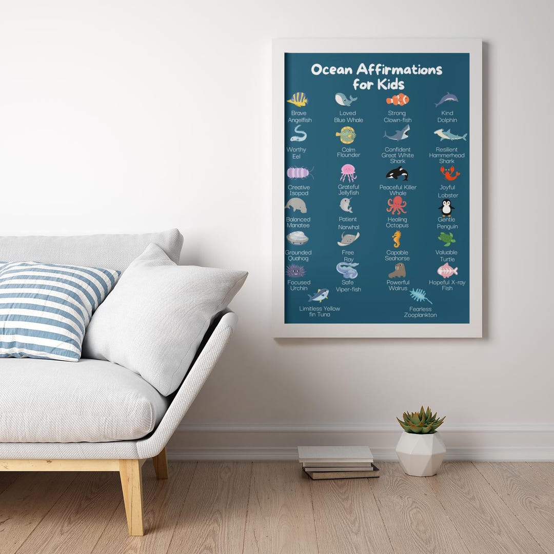 Ocean Animal Affirmations Poster: Kids' Room Decor (digital Download ...
