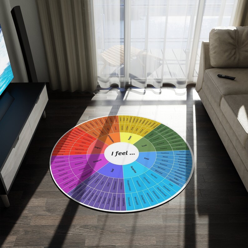 Feelings Wheel Rug, Feelings Wheel, Emotions Feeling Mat, Therapist ...
