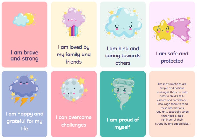Affirmation Cards for Kids, Calm Down Kit, Positivity Cards, Coping ...