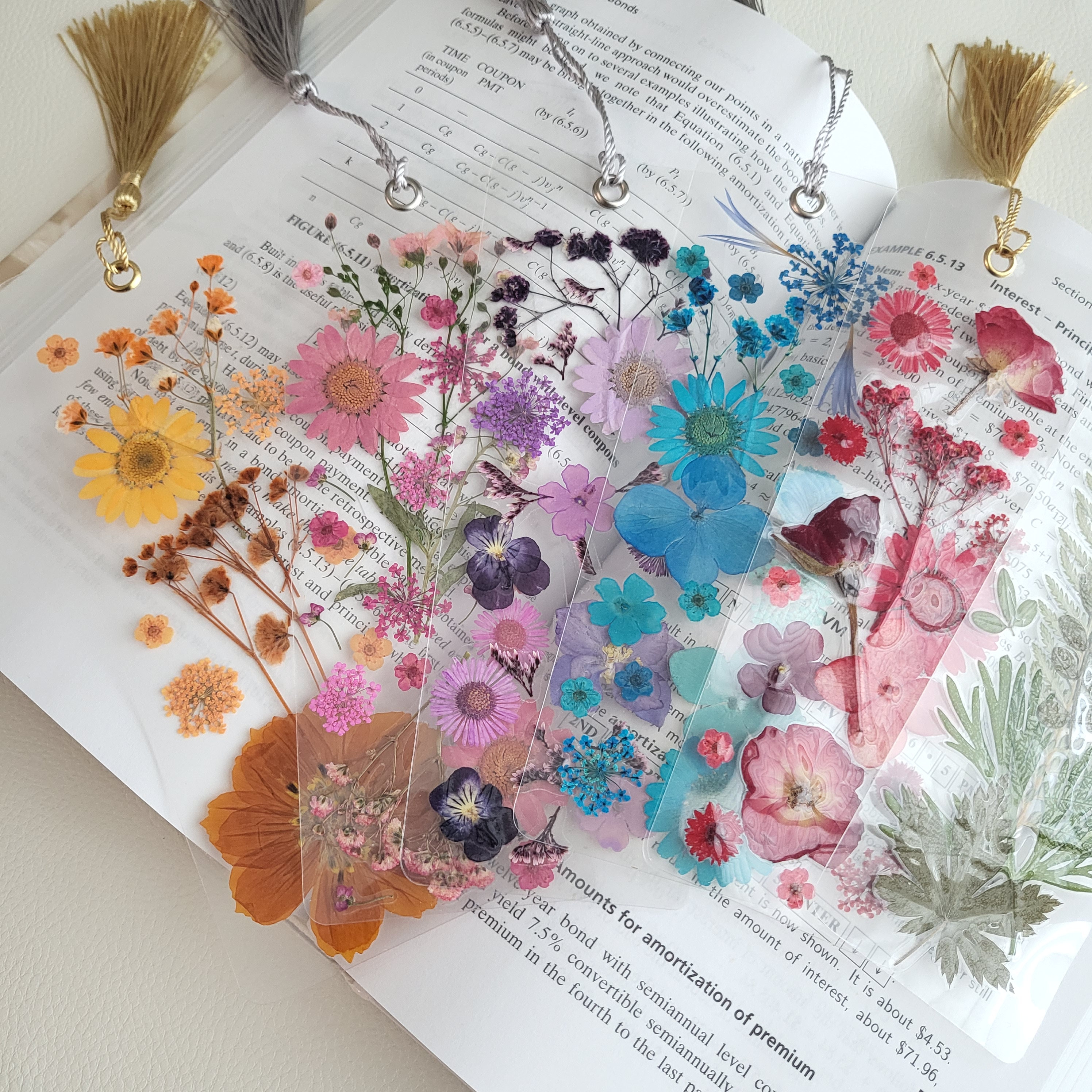 Pressed Flower Bookmark, Laminated Bookmark With Tassel, Handmade ...