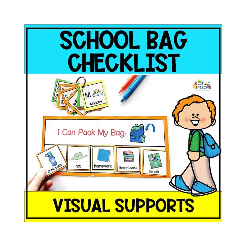 SCHOOL BAG Checklist Visual Supports, Life Skills, School Bag ...