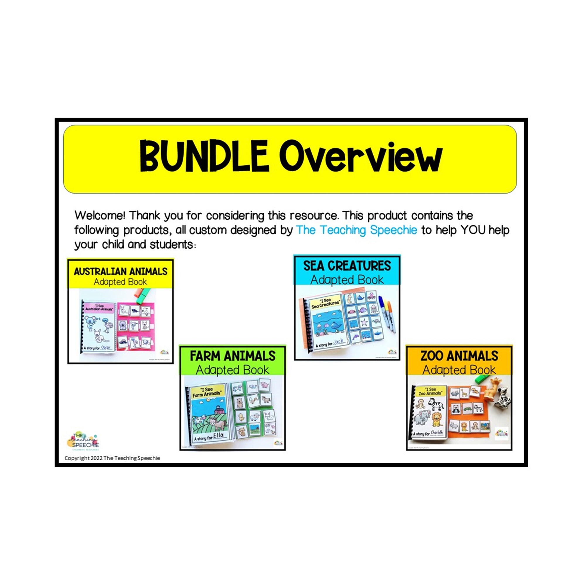 Animals Theme Adapted Books Bundle, Adapted Books for Autism, Early ...